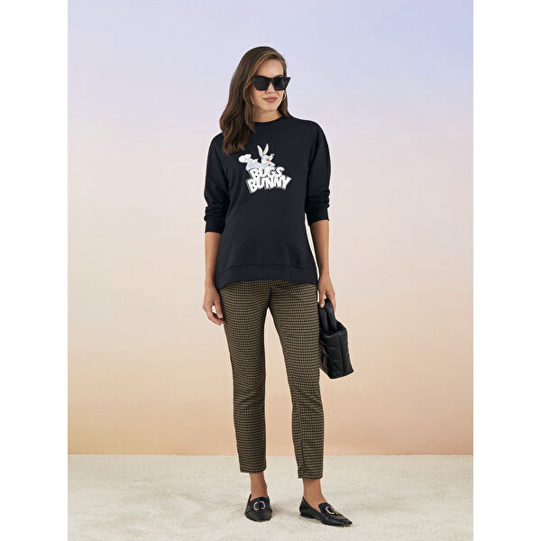 Karın Panelli Standart Fit Desenli Hamile Pantolon Karın Panelli Standart Fit Desenli Hamile Pantolon