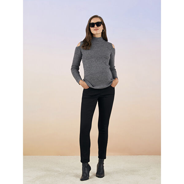 Karın Panelli Düz Gabardin Hamile Pantolon