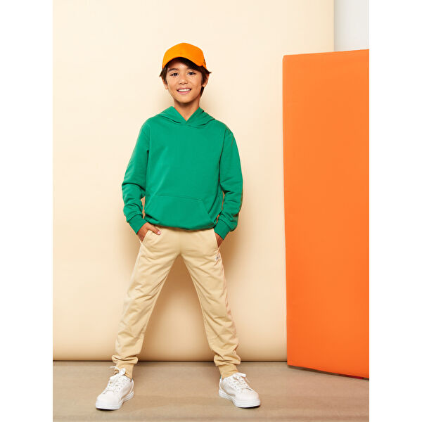 Kapüşonlu Basic Uzun Kollu Erkek Çocuk Sweatshirt