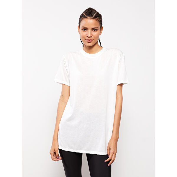 Bisiklet Yaka Düz Kısa Kollu Kadın Spor Tişört