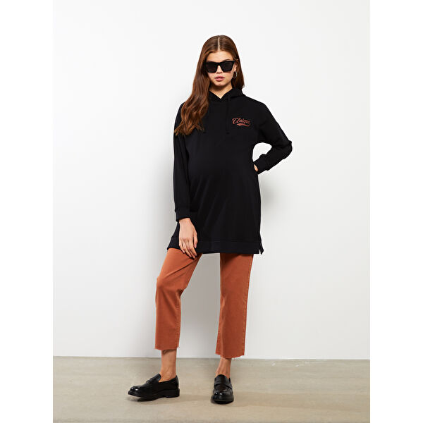 Kapüşonlu Baskılı Uzun Kollu Hamile Tunik Kapüşonlu Baskılı Uzun Kollu Hamile Tunik