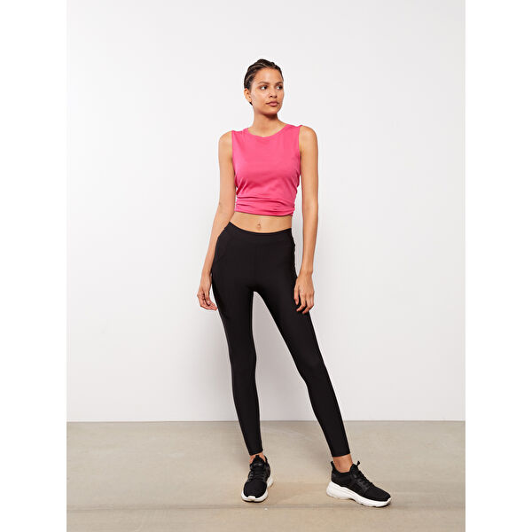 Beli Lastikli Düz Kadın Spor Tayt