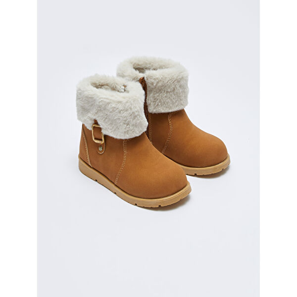 Fermuarlı Kürk Detaylı Kız Bebek Bot