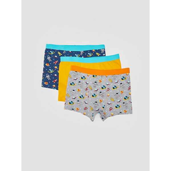 Baskılı Pamuklu Erkek Çocuk Boxer 3'lü