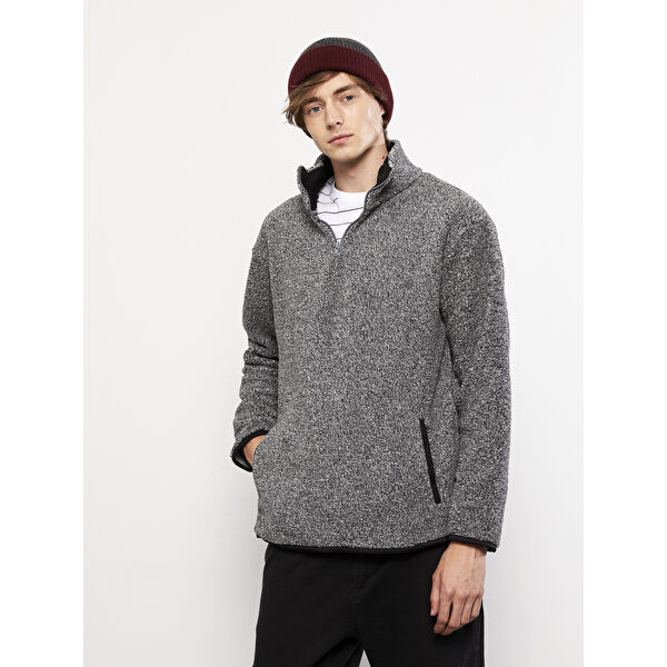 Dik Yaka Uzun Kollu Pelüş Erkek Sweatshirt Dik Yaka Uzun Kollu Pelüş Erkek Sweatshirt