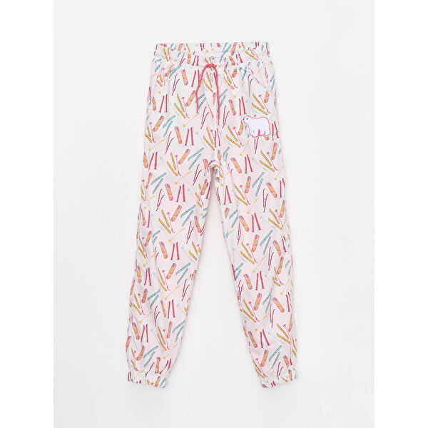 Beli Lastikli Desenli Kız Çocuk Jogger Pantolon Beli Lastikli Desenli Kız Çocuk Jogger Pantolon
