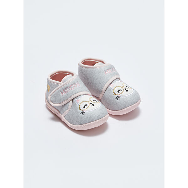 Nakışlı Cırt Cırtlı Kız Bebek Panduf Nakışlı Cırt Cırtlı Kız Bebek Panduf