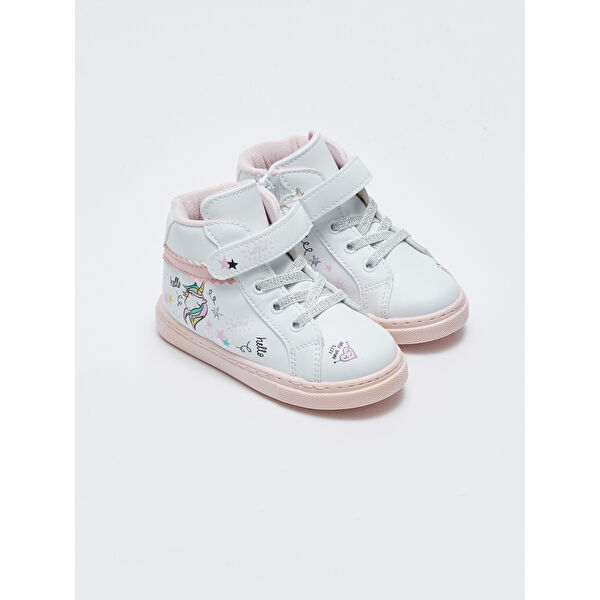 Baskılı Bağcık Cırt Cırt ve Fermuarlı Bilek Boy Kız Bebek Spor Ayakkabı Baskılı Bağcık Cırt Cırt ve Fermuarlı Bilek Boy Kız Bebek Spor Ayakkabı