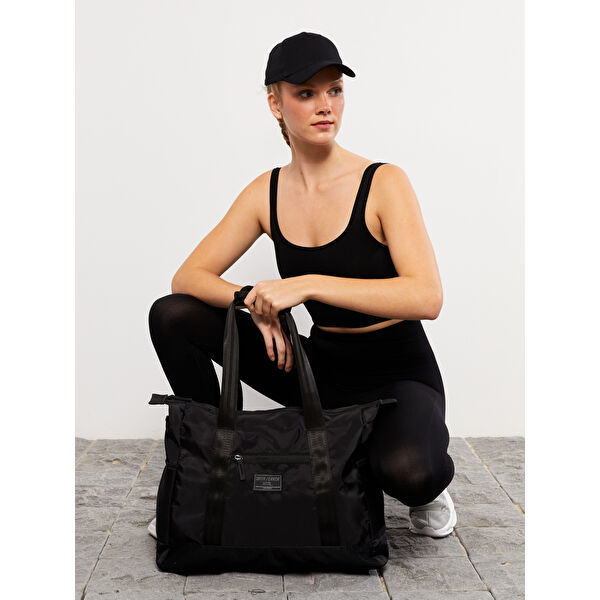 Etiket Baskılı Kadın Spor Çantası