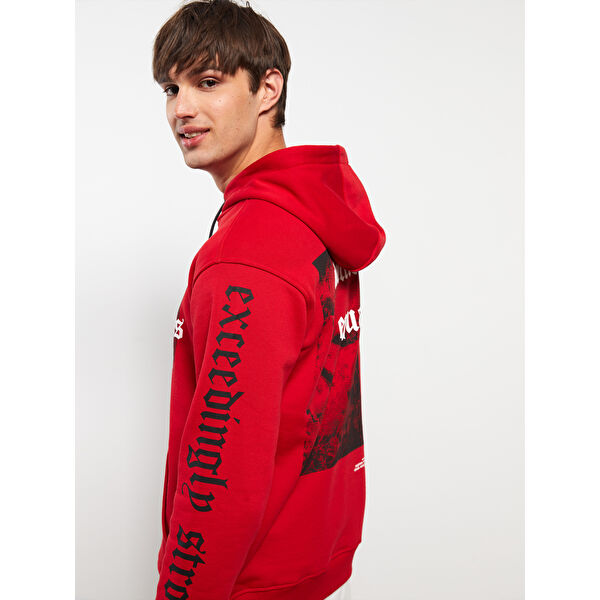 Oversize Kapüşonlu Uzun Kollu Baskılı Erkek Sweatshirt Oversize Kapüşonlu Uzun Kollu Baskılı Erkek Sweatshirt
