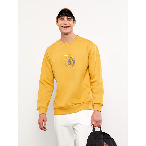 Oversize Bisiklet Yaka Uzun Kollu Baskılı Erkek Sweatshirt Oversize Bisiklet Yaka Uzun Kollu Baskılı Erkek Sweatshirt