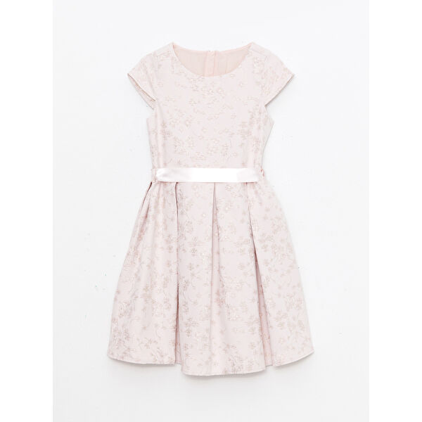 Bisiklet Yaka Desenli Kısa Kollu Kız Çocuk Elbise