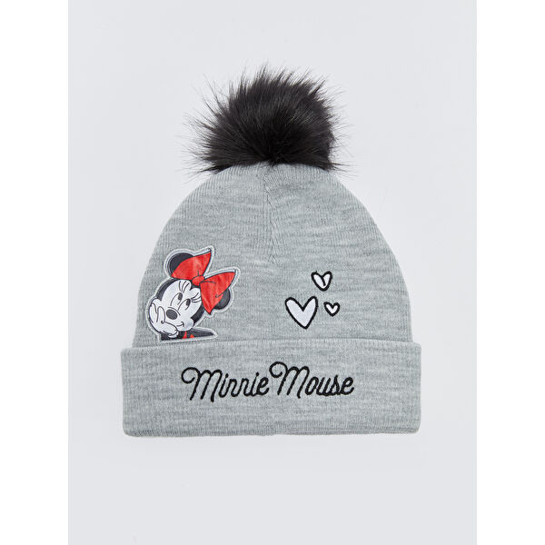 Minnie Mouse Lisanslı Ponponlu Kız Çocuk Triko Bere Minnie Mouse Lisanslı Ponponlu Kız Çocuk Triko Bere