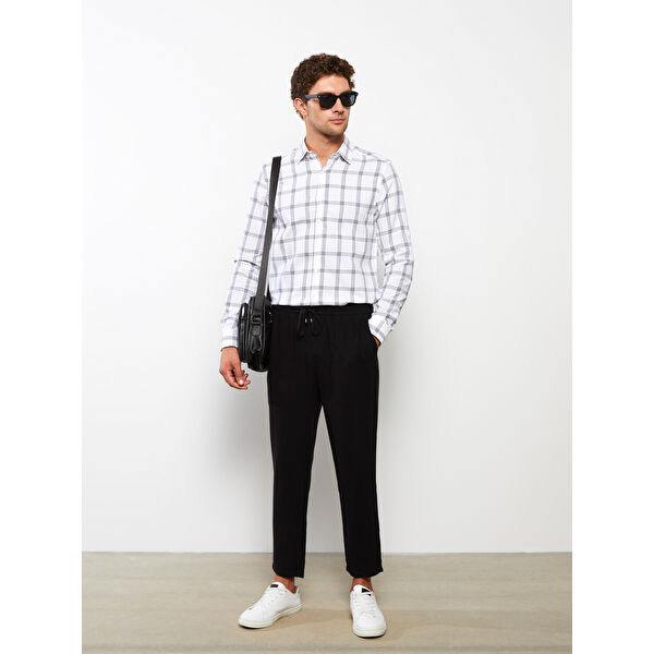 Slim Fit Uzun Kollu Armürlü Erkek Gömlek