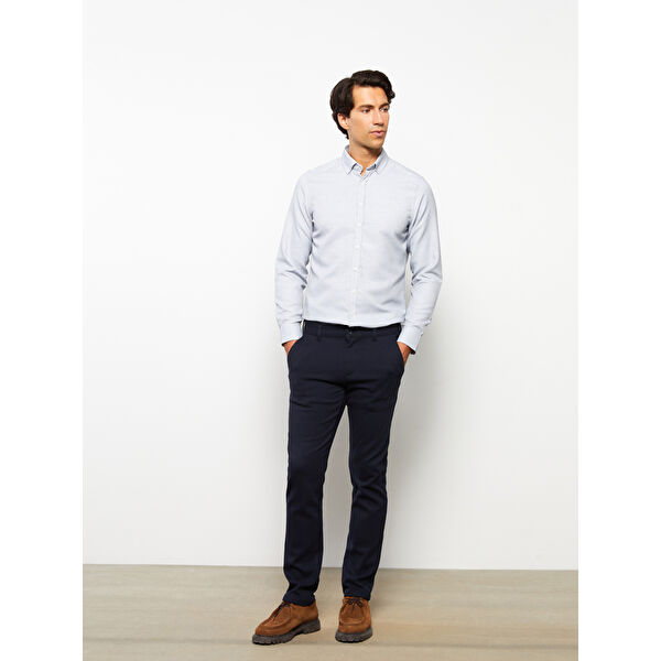 Slim Fit Uzun Kollu Armürlü Erkek Gömlek