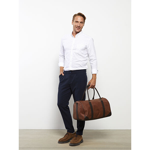 Regular Fit Uzun Kollu Desenli Oxford Erkek Gömlek