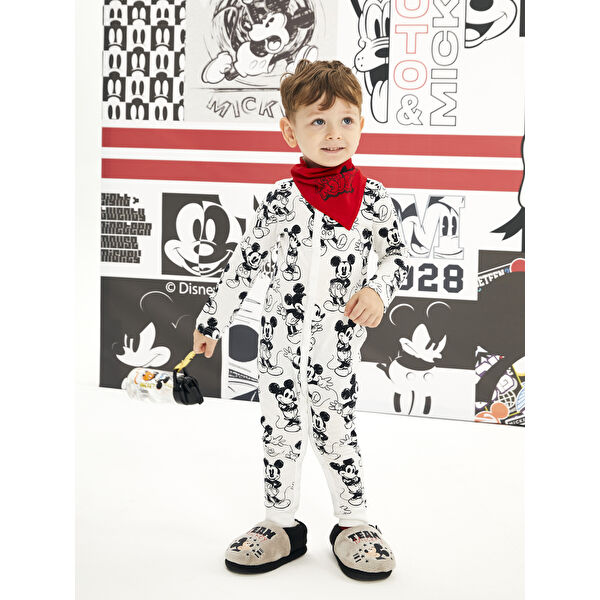 Bisiklet Yaka Uzun Kollu Mickey Mouse Baskılı Erkek Bebek Tulum 2'li Bisiklet Yaka Uzun Kollu Mickey Mouse Baskılı Erkek Bebek Tulum 2'li