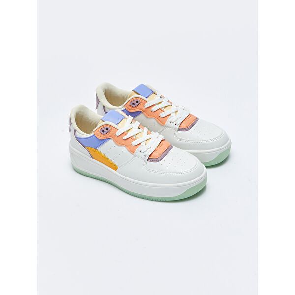 Bağcıklı Renk Bloklu Kadın Spor Ayakkabı