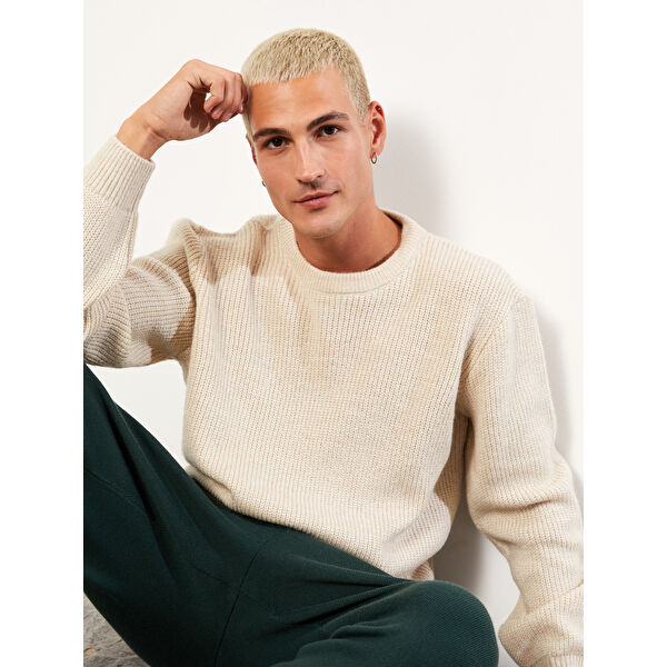 Bisiklet Yaka Uzun Kollu Erkek Triko Kazak