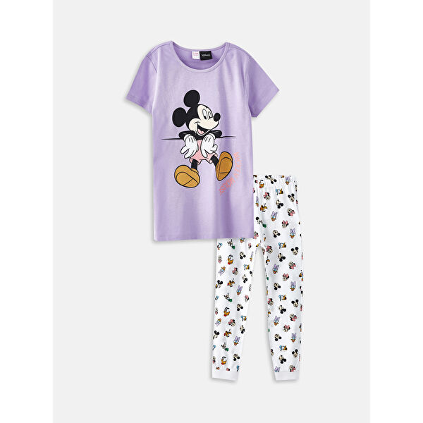 Bisiklet Yaka Mickey Mouse Baskılı Kısa Kollu Kız Çocuk Pijama Takımı Bisiklet Yaka Mickey Mouse Baskılı Kısa Kollu Kız Çocuk Pijama Takımı