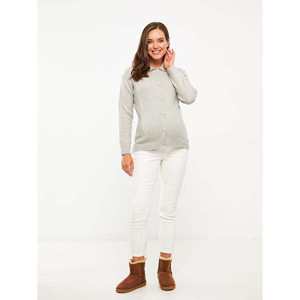 Polo Yaka Düz Uzun Kollu Hamile Triko Hırka Polo Yaka Düz Uzun Kollu Hamile Triko Hırka