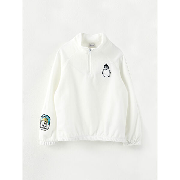 Yarım Balıkçı Yaka Nakışlı Uzun Kollu Polar Kız Çocuk Sweatshirt Yarım Balıkçı Yaka Nakışlı Uzun Kollu Polar Kız Çocuk Sweatshirt