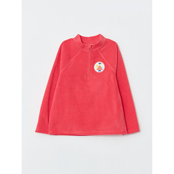 Dik Yaka Nakışlı Uzun Kollu Polar Kız Çocuk Sweatshirt Dik Yaka Nakışlı Uzun Kollu Polar Kız Çocuk Sweatshirt