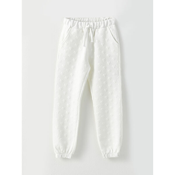 Beli Lastikli Kendinden Desenli Kız Çocuk Jogger Eşofman Altı