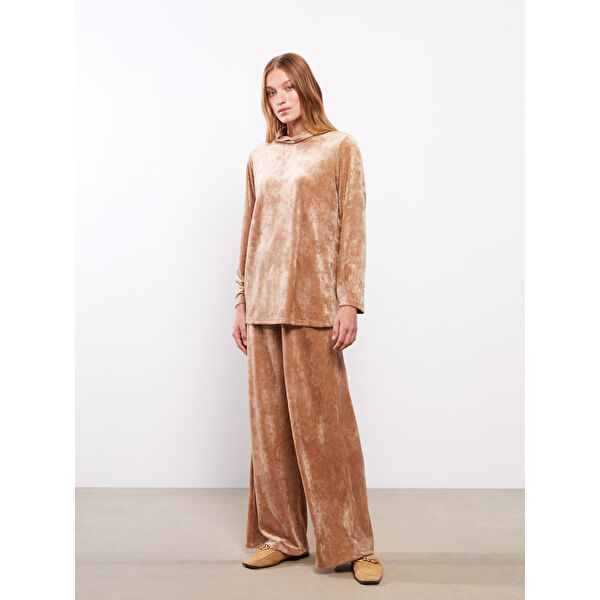 Beli Lastikli Düz Kadife Kadın Eşofman Altı Beli Lastikli Düz Kadife Kadın Eşofman Altı