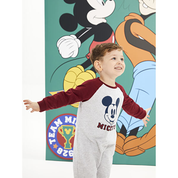 Bisiklet Yaka Uzun Kollu Mickey Mouse Baskılı Erkek Bebek Tulum Bisiklet Yaka Uzun Kollu Mickey Mouse Baskılı Erkek Bebek Tulum
