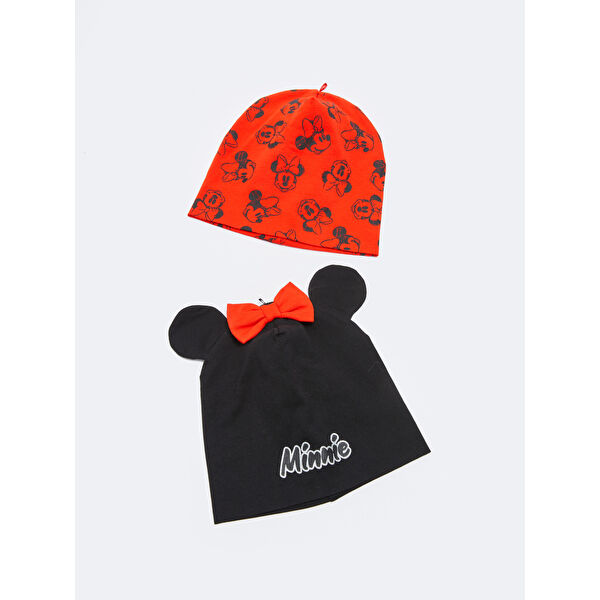 Minnie Mouse Baskılı Kız Bebek Bere 2'li Minnie Mouse Baskılı Kız Bebek Bere 2'li