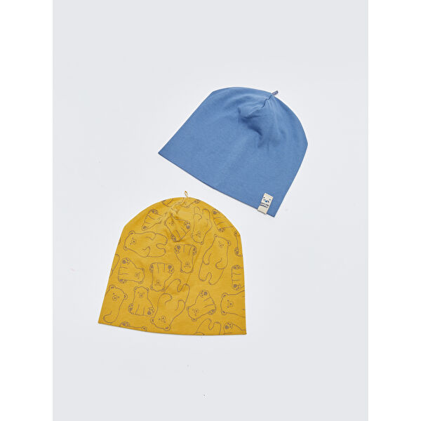 Baskılı Erkek Bebek Bere 2'li