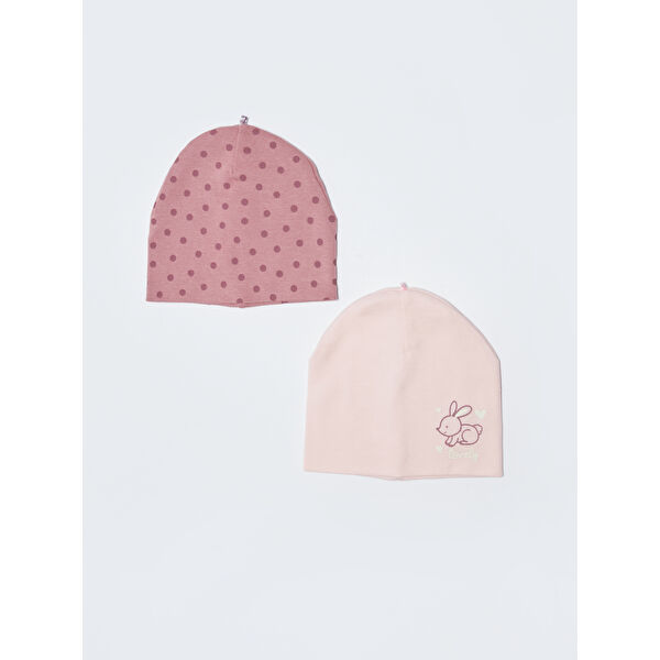 Desenli Kız Bebek Bere 2'li