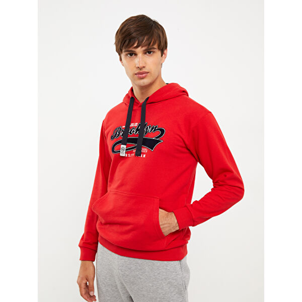 Kapüşonlu Uzun Kollu Baskılı Kalın Erkek Sweatshirt Kapüşonlu Uzun Kollu Baskılı Kalın Erkek Sweatshirt