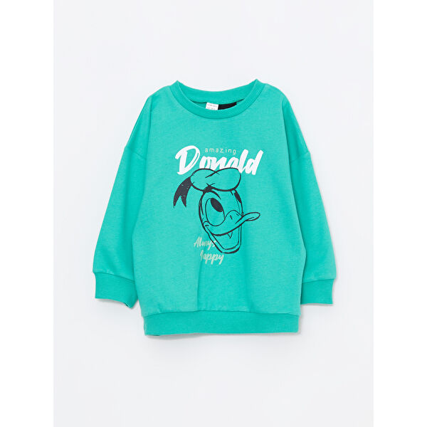 Bisiklet Yaka Uzun Kollu Donald Duck Baskılı Erkek Bebek Sweatshirt Bisiklet Yaka Uzun Kollu Donald Duck Baskılı Erkek Bebek Sweatshirt