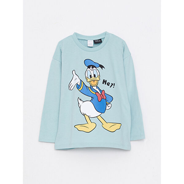 Bisiklet Yaka Uzun Kollu Donald Duck Baskılı Erkek Bebek Tişört Bisiklet Yaka Uzun Kollu Donald Duck Baskılı Erkek Bebek Tişört