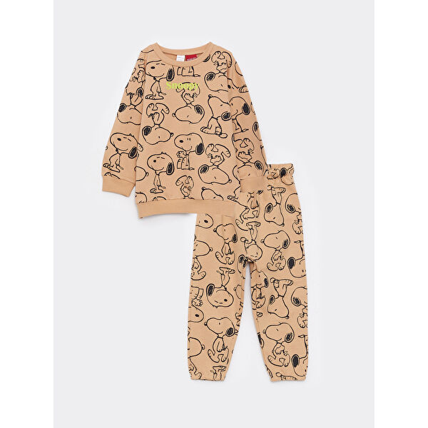 Bisiklet Yaka Uzun Kollu Snoopy Baskılı Erkek Bebek Sweatshirt ve Eşofman Alt 2'li Takım Bisiklet Yaka Uzun Kollu Snoopy Baskılı Erkek Bebek Sweatshirt ve Eşofman Alt 2'li Takım
