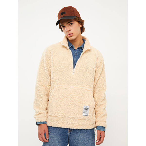 Standart Kalıp Dik Yaka Erkek Pelüş Mont Standart Kalıp Dik Yaka Erkek Pelüş Mont