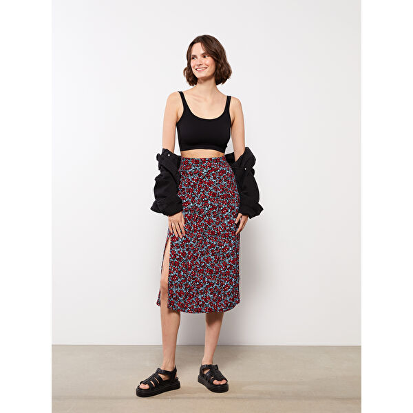 Desenli Viskon Kadın Etek