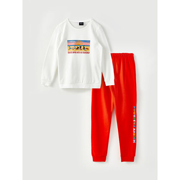 Bisiklet Yaka Mickey ve Arkadaşları Baskılı Uzun Kollu Kız Çocuk Pijama Takımı Bisiklet Yaka Mickey ve Arkadaşları Baskılı Uzun Kollu Kız Çocuk Pijama Takımı