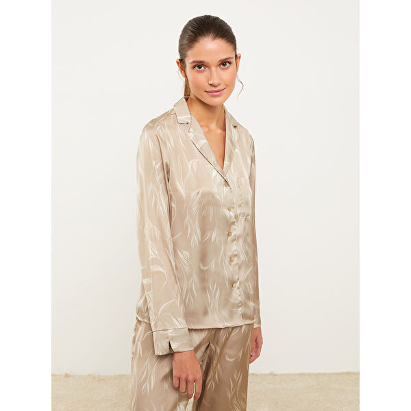 Gömlek Yaka Desenli Uzun Kollu Saten Kadın Pijama Takımı Gömlek Yaka Desenli Uzun Kollu Saten Kadın Pijama Takımı