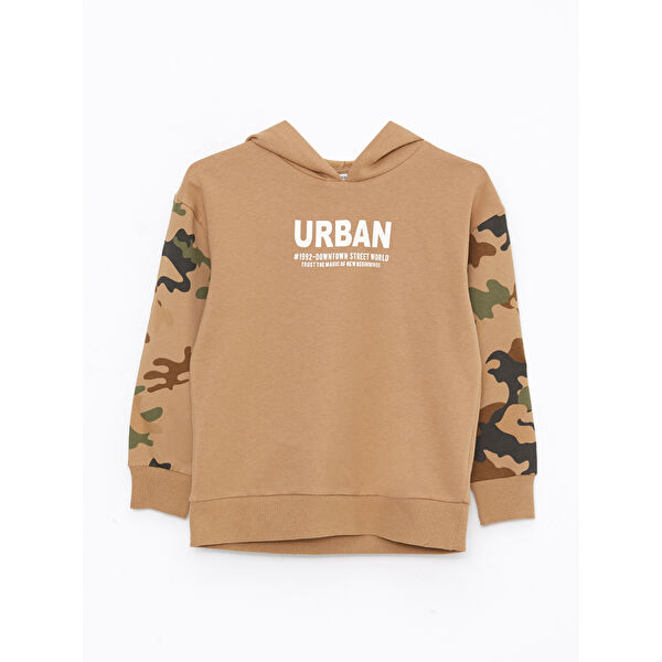 Kapüşonlu Baskılı Uzun Kollu Erkek Çocuk Sweatshirt Kapüşonlu Baskılı Uzun Kollu Erkek Çocuk Sweatshirt