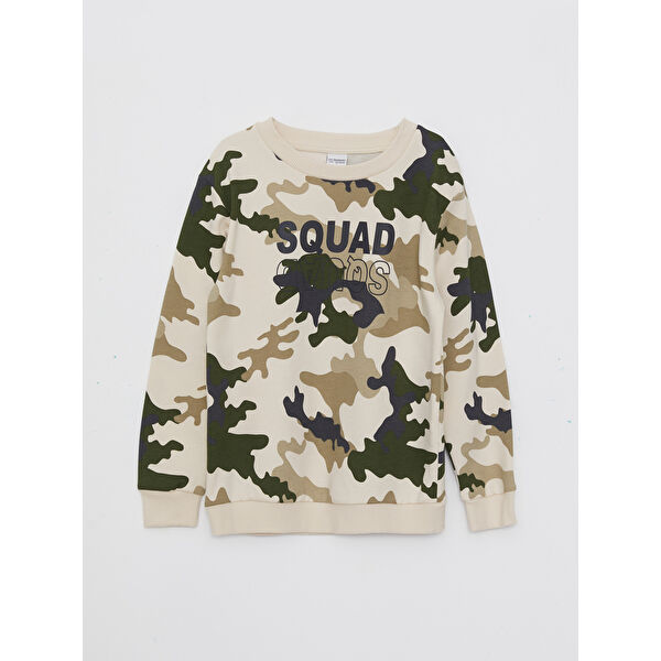 Bisiklet Yaka Kamuflaj Desenli Uzun Kollu Erkek Çocuk Sweatshirt Bisiklet Yaka Kamuflaj Desenli Uzun Kollu Erkek Çocuk Sweatshirt