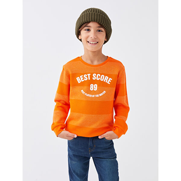 Bisiklet Yaka Baskılı Uzun Kollu Erkek Çocuk Tişört