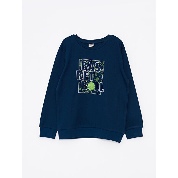 Bisiklet Yaka Baskılı Uzun Kollu Erkek Çocuk Tişört