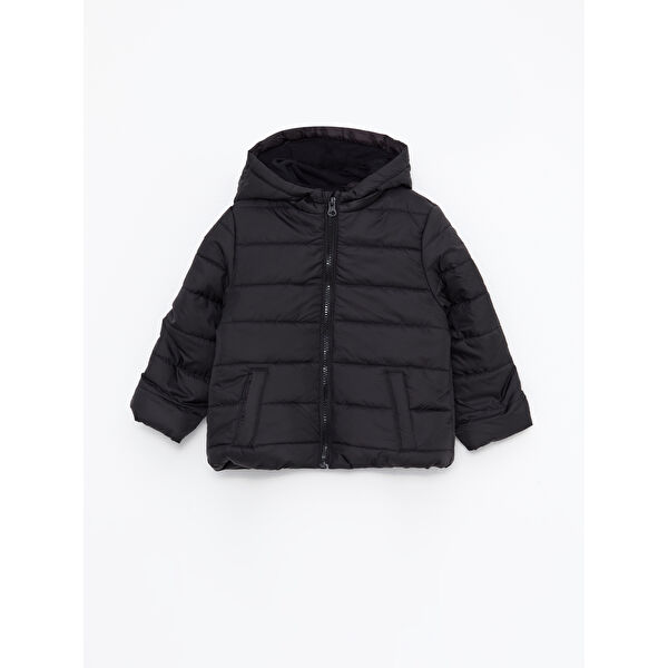 Kapüşonlu Uzun Kollu Basic Erkek Bebek Mont