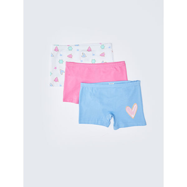 Baskılı Pamuklu Kız Çocuk Boxer 3'lü