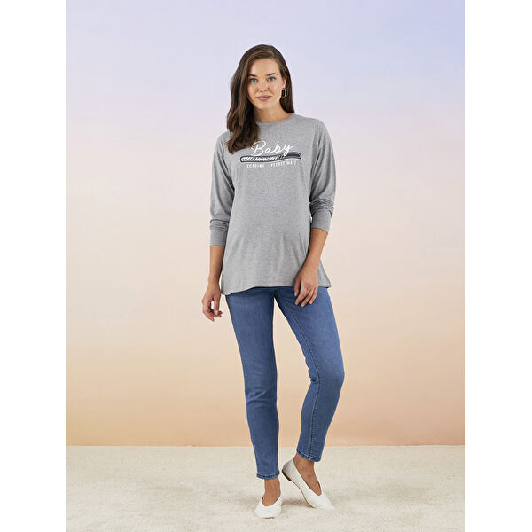Karın Panelli Mom Fit Düz Hamile Rodeo Jean Pantolon Karın Panelli Mom Fit Düz Hamile Rodeo Jean Pantolon