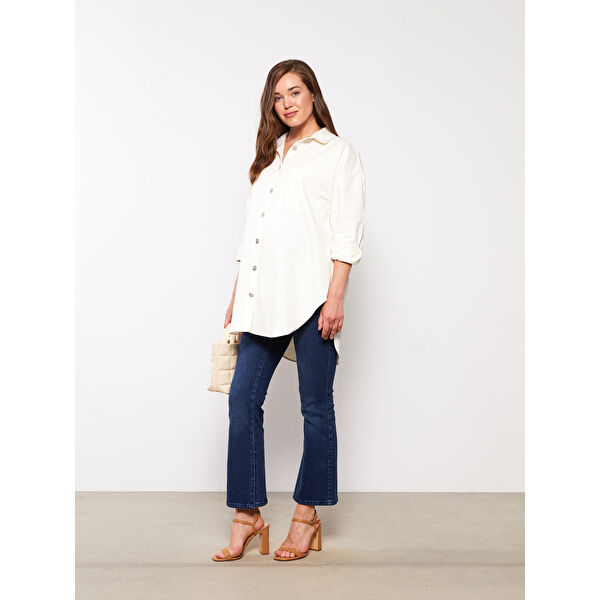 Karın Panelli Düz Hamile Jean Pantolon