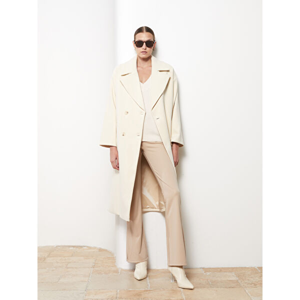 Ceket Yaka Düz Uzun Kollu Kadın Kaban